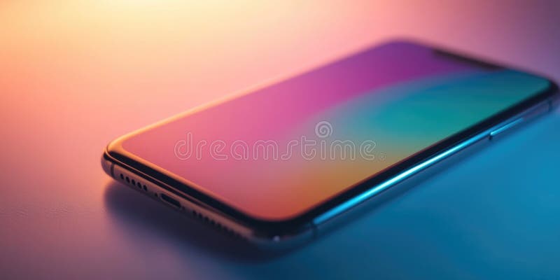 Sleek Modern Smartphone with Gradient Glow on Surface Stock Photo ...
