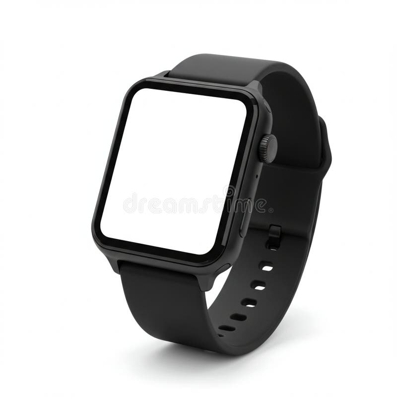 A Sleek, Modern Smartwatch with a Blank Rectangular Screen and Black ...