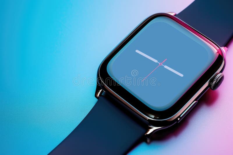 Sleek Modern Smartwatch with Digital Display on Gradient Blue and ...