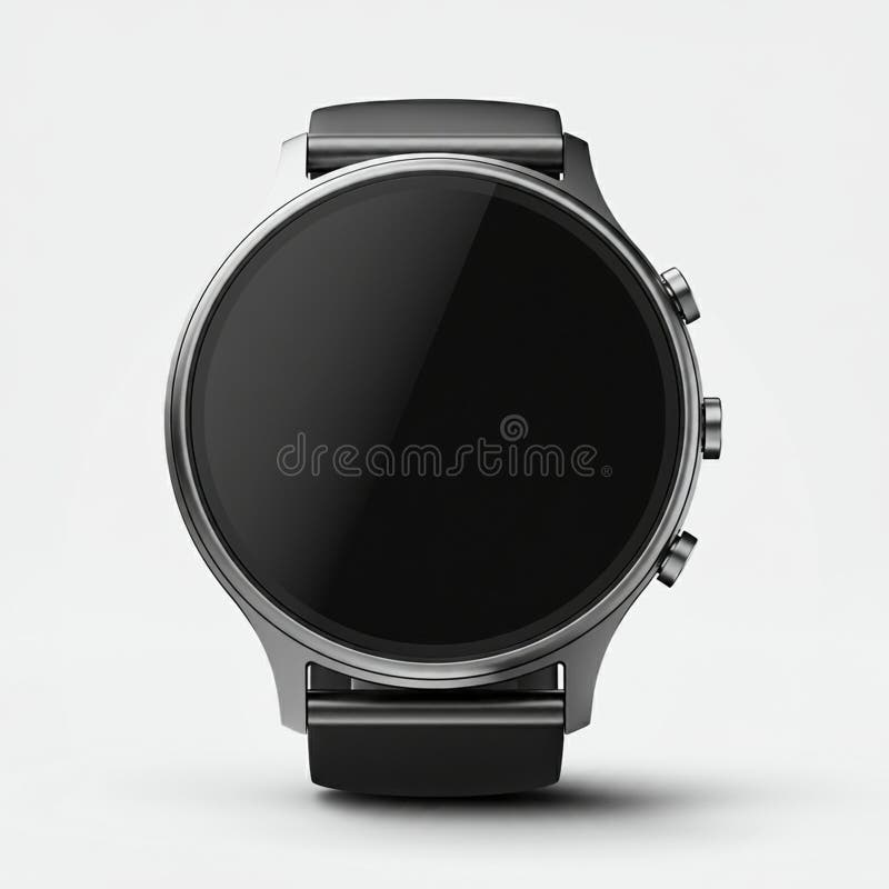 A Sleek, Modern Smartwatch with a Round Black Screen and Silver Casing ...