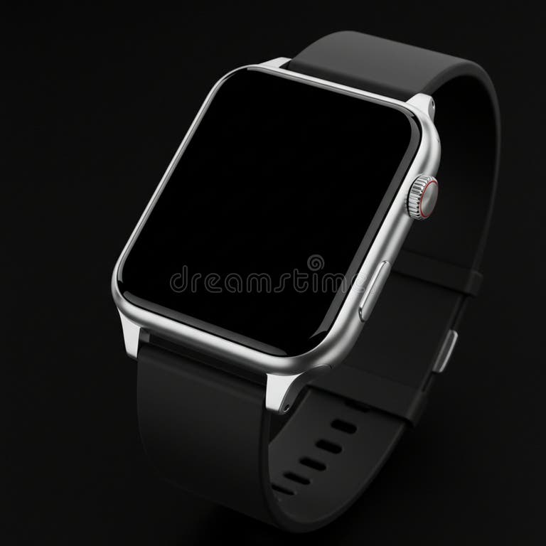 A Sleek, Modern Smartwatch with a Square Black Screen and Silver Frame ...