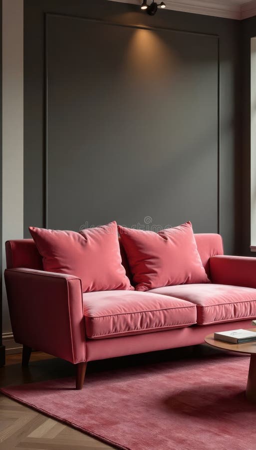 Sleek Modern Sofa, Plush Velvet Upholstery, Minimalist Decor, Seating ...