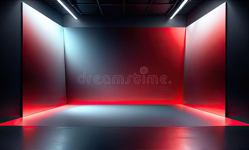 A Sleek and Modern Stage Setting with a Red-lit Backdrop Stock ...