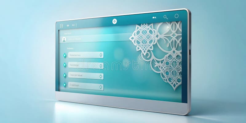 Sleek Modern Tablet Displaying an Elegant Teal User Interface with ...