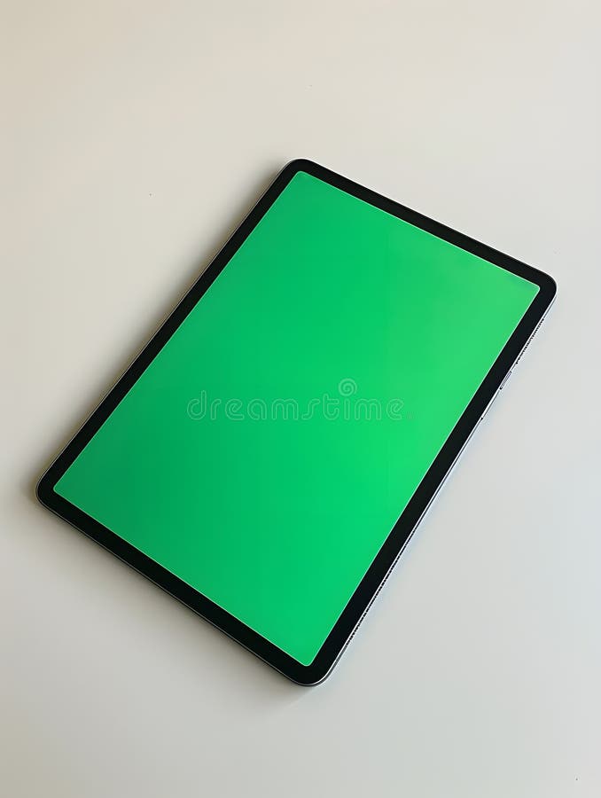 Modern Tablet with Green Display on White Background Stock Photo ...