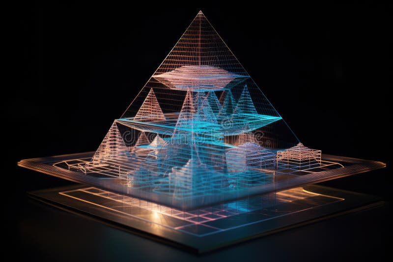 A Sleek and Modern Tabletop Display Featuring a Brightly-lit Pyramid ...