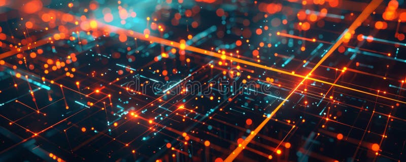 A Sleek Modern Tech Illustration with a Square Grid, Intersecting Lines ...