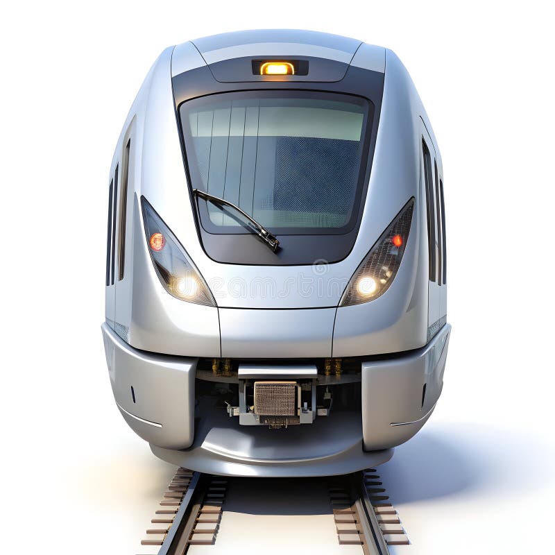 Modern Train Front View with White Background Stock Illustration ...