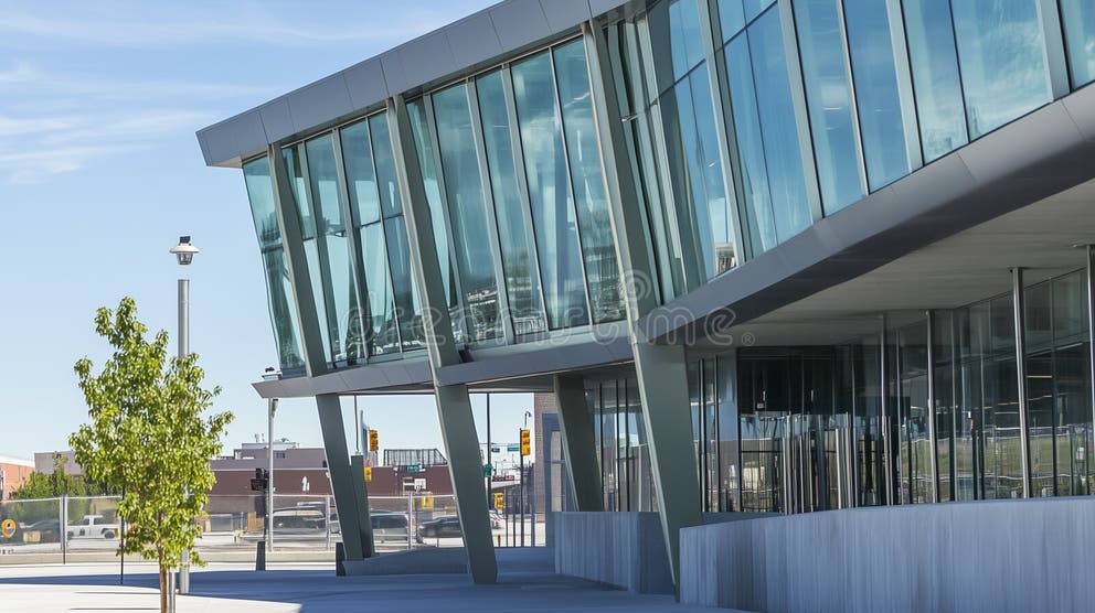 Contemporary Transit Hub with Dynamic Glass and Metal Architecture ...