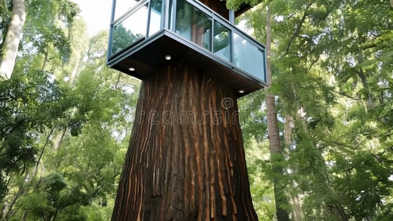 A Sleek and Modern Treehouse Built into the Trunk of a Massive Redwood ...