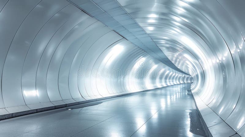A Sleek, Modern Underground Tunnel with a Curved Design, Void of Any ...