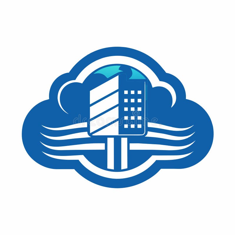 A Sleek, Modern Vector Logo Depicting a Building within a Cloud, Create ...