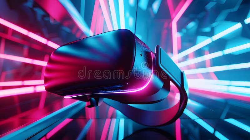 Cyber-Enhanced VR Headset with Futuristic Lenses and Neon Highlights ...