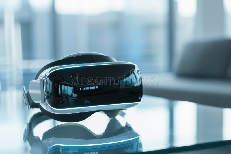 Modern Vr Headset Resting on Glass Table in Office Setting Stock Image ...