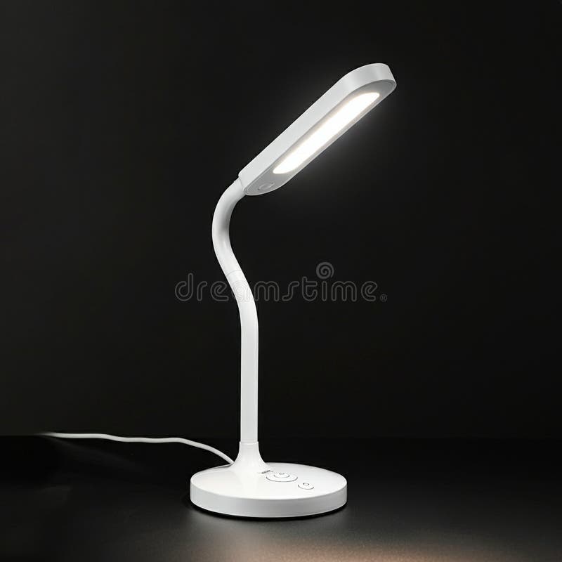 A Sleek, Modern White Desk Lamp with an Adjustable Gooseneck Design. it ...