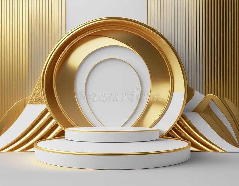 Stunning White and Gold Podium Platform for Product Display Showcase ...