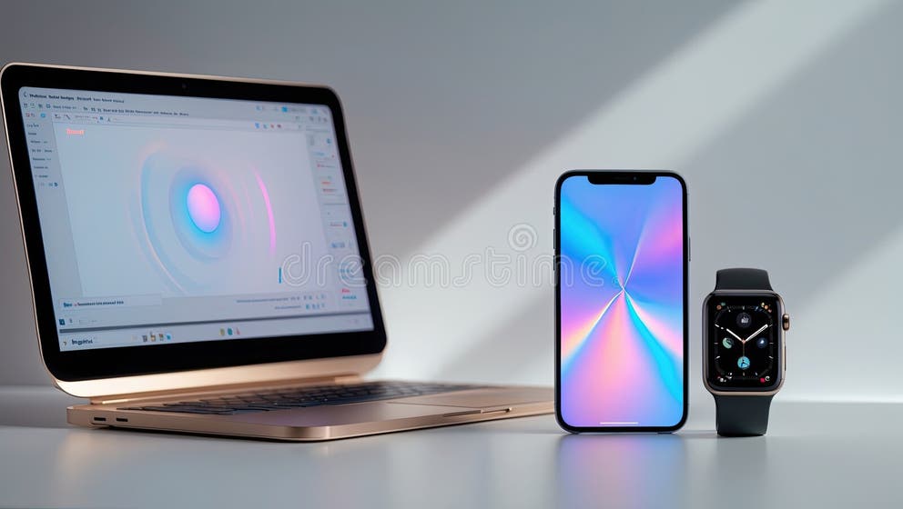 A Sleek Modern Workspace Featuring Digital Tools Stock Illustration ...