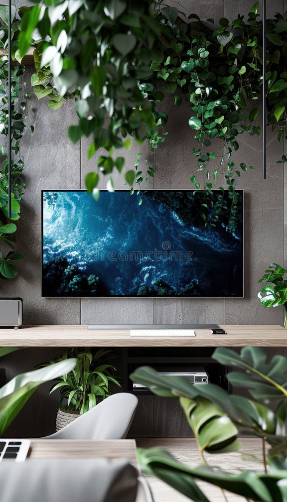 Modern Workspace with Minimalist Design and Nature-Inspired Decor ...