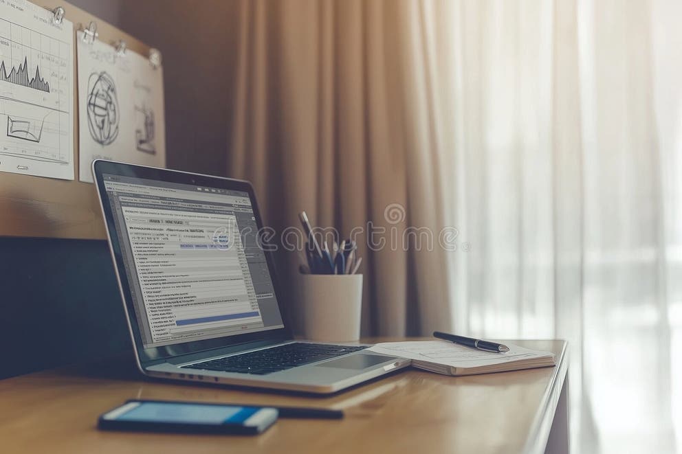 Sleek Modern Workspace with Laptop and Notepad for SEO Analysis Stock ...