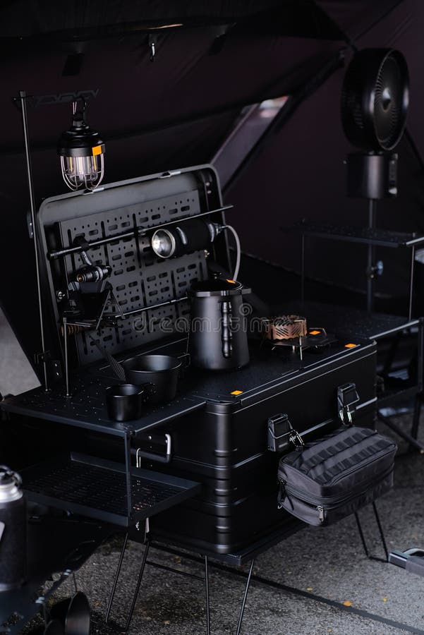 Sleek Modular Camping Kitchen Setup Stock Image - Image of design ...