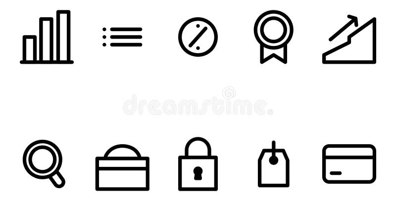 Sleek Monoline Vector Icon Set Stock Vector - Illustration of flat ...