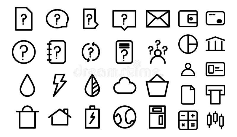 Sleek Monoline Vector Icon Set Stock Vector - Illustration of simple ...