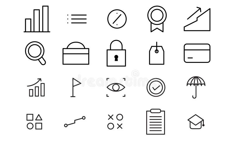 Sleek Monoline Vector Icon Set Stock Vector - Illustration of neat ...