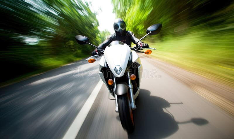 The Sleek Motorcycle Raced Down the Highway Effortlessly Cutting ...