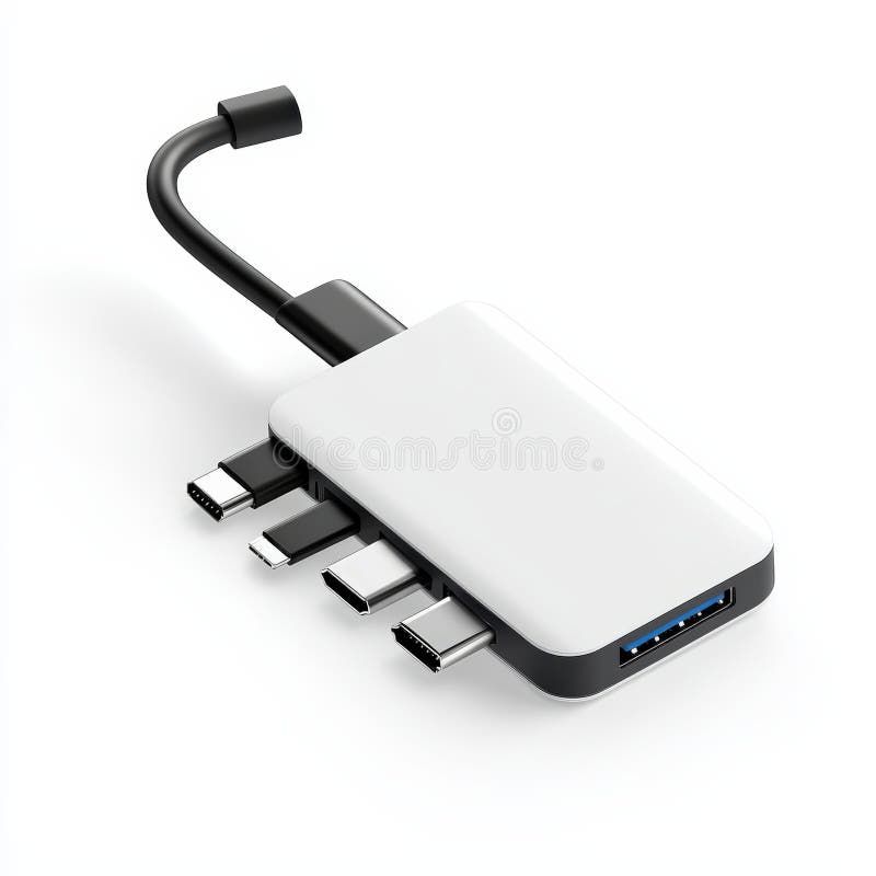 A Sleek Multiport USB Hub with Various Connectors for Enhanced ...