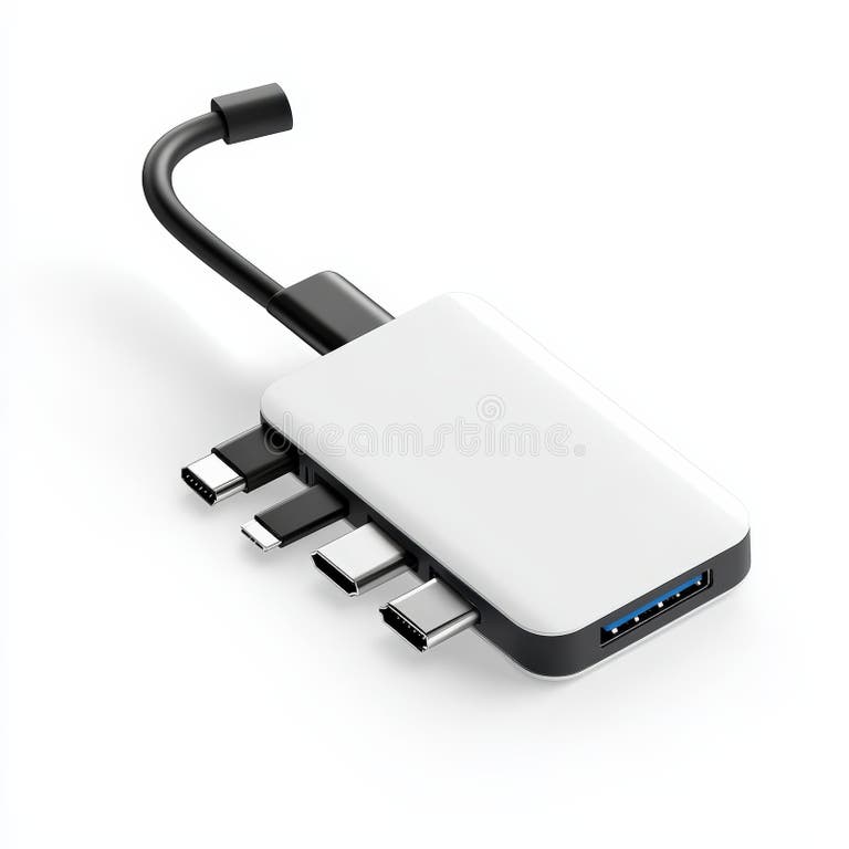 A Sleek Multiport USB Hub with Various Connectors for Enhanced ...