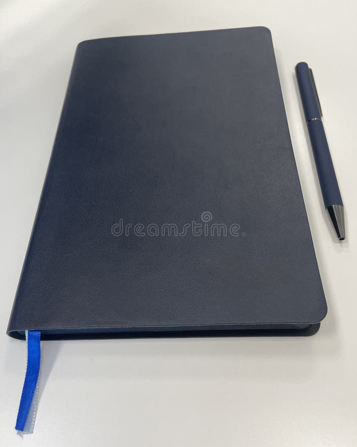 A Sleek Navy Blue Notebook with a Blue Ribbon Bookmark Stock Image ...