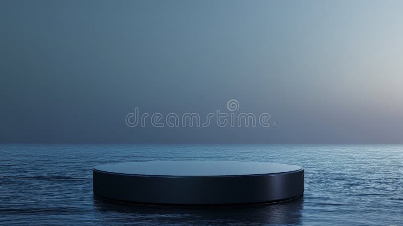 Sleek Navy Blue Podium in Calm Deep Sea Front View Stock Illustration ...