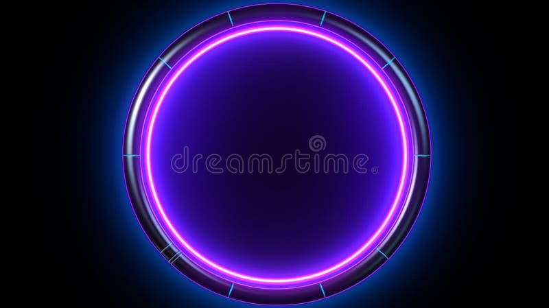 Sleek Neon Circle Frame with Empty Space and Ultraviolet Light Stock ...