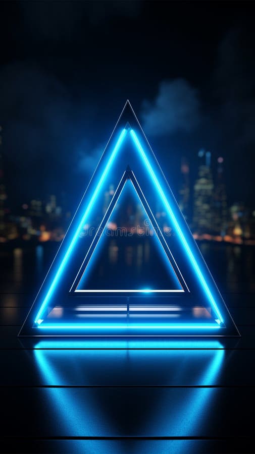 Sleek Neon Design a Striking Blue Triangle Element Stands Out Stock ...