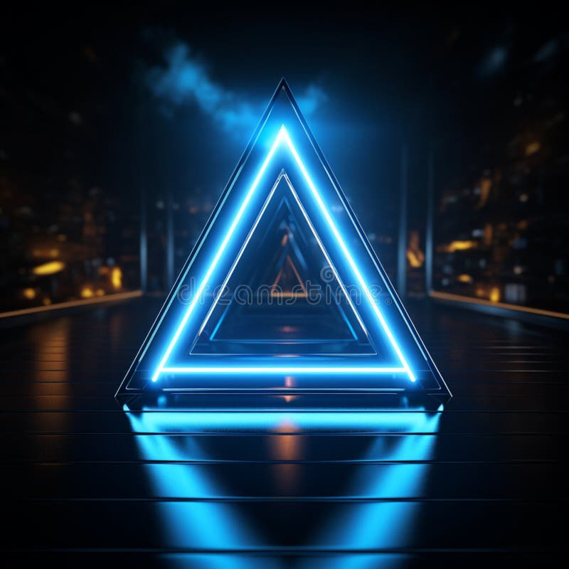 Sleek Neon Design a Striking Blue Triangle Element Stands Out Stock ...