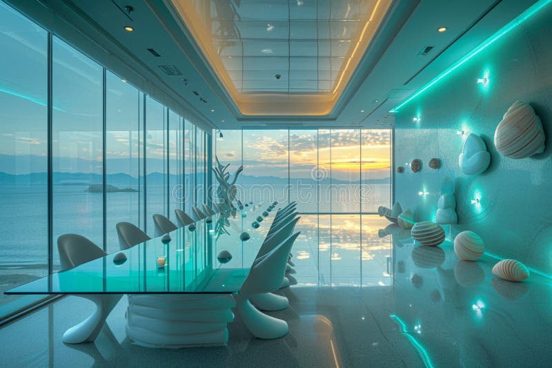 A Sleek, Ocean-themed Meeting Room with Panoramic Windows Overlooking ...