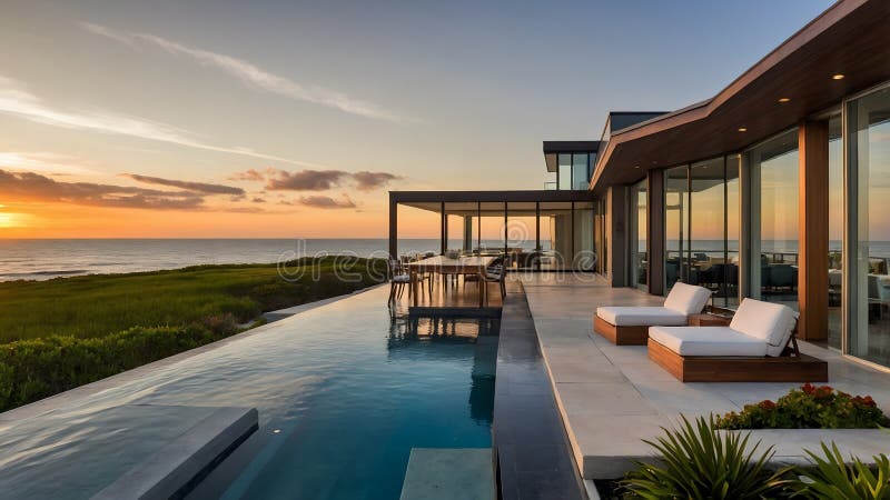 Sleek Oceanfront Home with Stunning Sunset Views and Contemporary ...