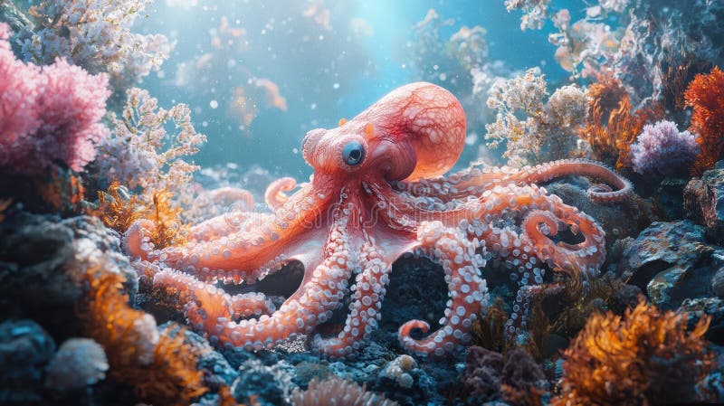 Stunning Octopus in Vibrant Coral Reef Stock Illustration ...