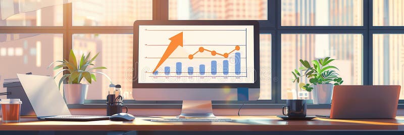 A Sleek Office Features Large Windows Creating a Bright Atmosphere ...