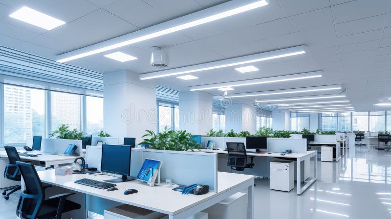 Sleek office lights stock illustration. Illustration of dimmable ...