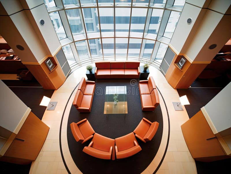 Sleek Office Lounge with Coffee Table from Above Stock Illustration ...