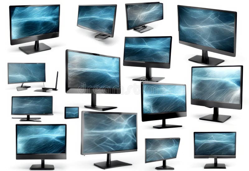 Sleek Olated Set White 3d Pc Angles Screens Realistic Modern ...