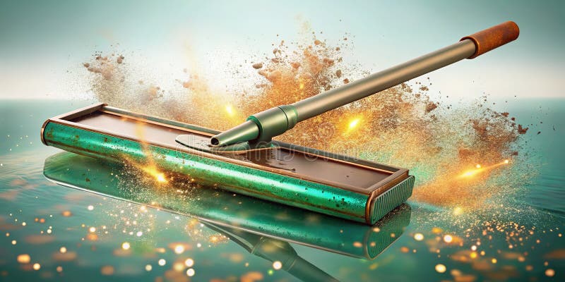 Sleek Olive Green Aged Iron Pool Skimmer with Angled Light Beam a ...