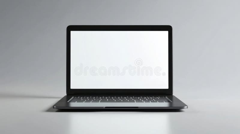 Sleek Open Laptop Blank Screen Minimalistic Setting Stock Photos - Free ...