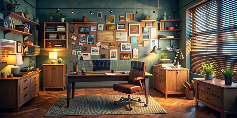 Sleek and Organized Detective Office a Modern Interior Featuring a ...