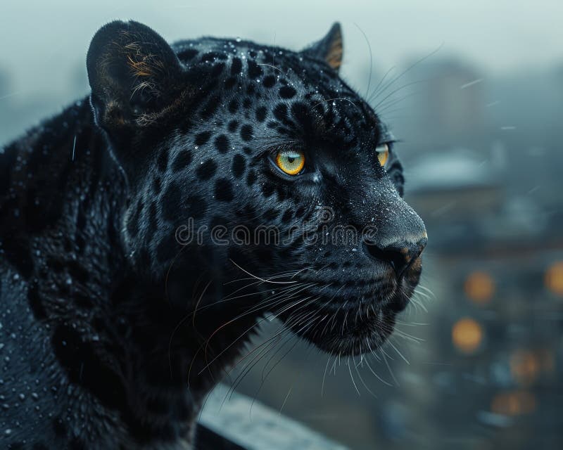 A Sleek Panther Blending in with a Polluted Urban Environment Stock ...