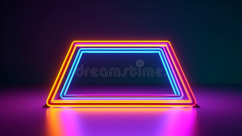 Sleek Parallelogram Frame with Two-tone Neon Colors and 3D Rendering ...