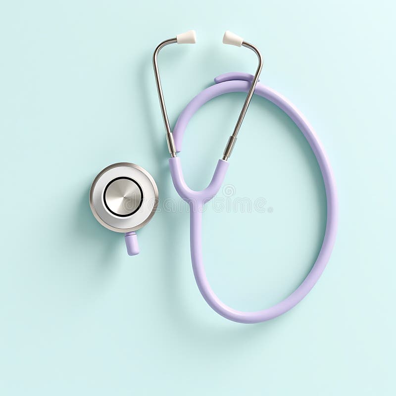 A Sleek Pastel Lavender Stethoscope with Soft Ear Tips on a Mint ...