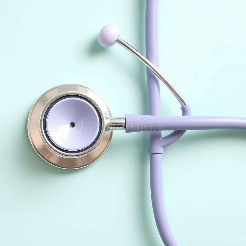 A Sleek Pastel Lavender Stethoscope with Soft Ear Tips on a Mint ...