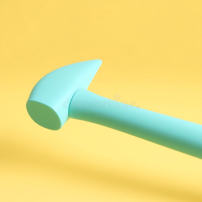 A Sleek Pastel Teal Reflex Hammer with a Rounded Head on a Light Yellow ...